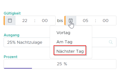 Regel: Tageszeit Gutschrift – TimeRocket – Tutorial